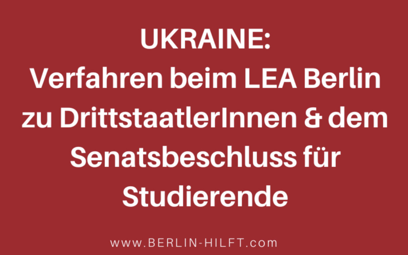 Ukraine: Aktualisiertes Verfahren für DrittstaaterInnen beim LEA ...